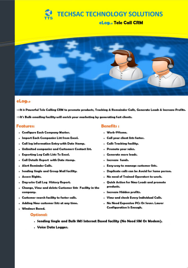 eLog 1.0-Marketing CRM - Techsac Technology Solutions